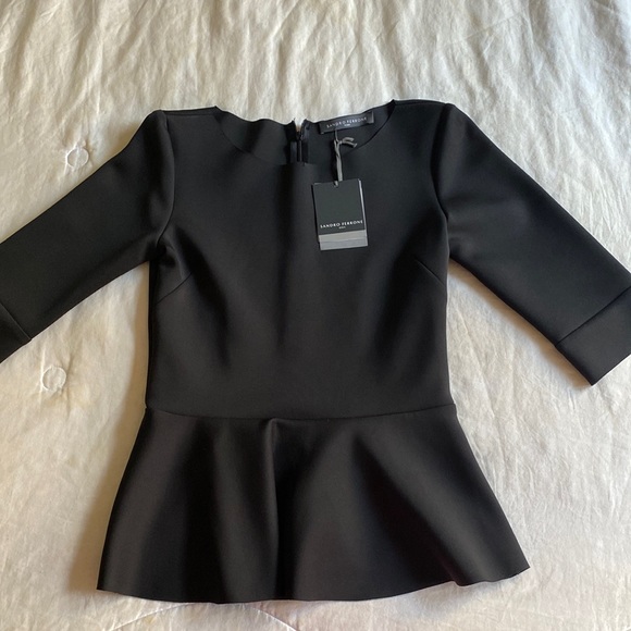 Sandro Ferrone | Tops | Italian Designer 200s Black Scuba Fitted Top ...